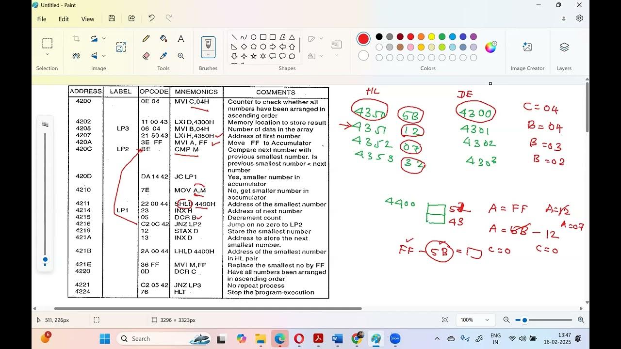 8085 Assembly Language Program for sorting n numbers - YouTube