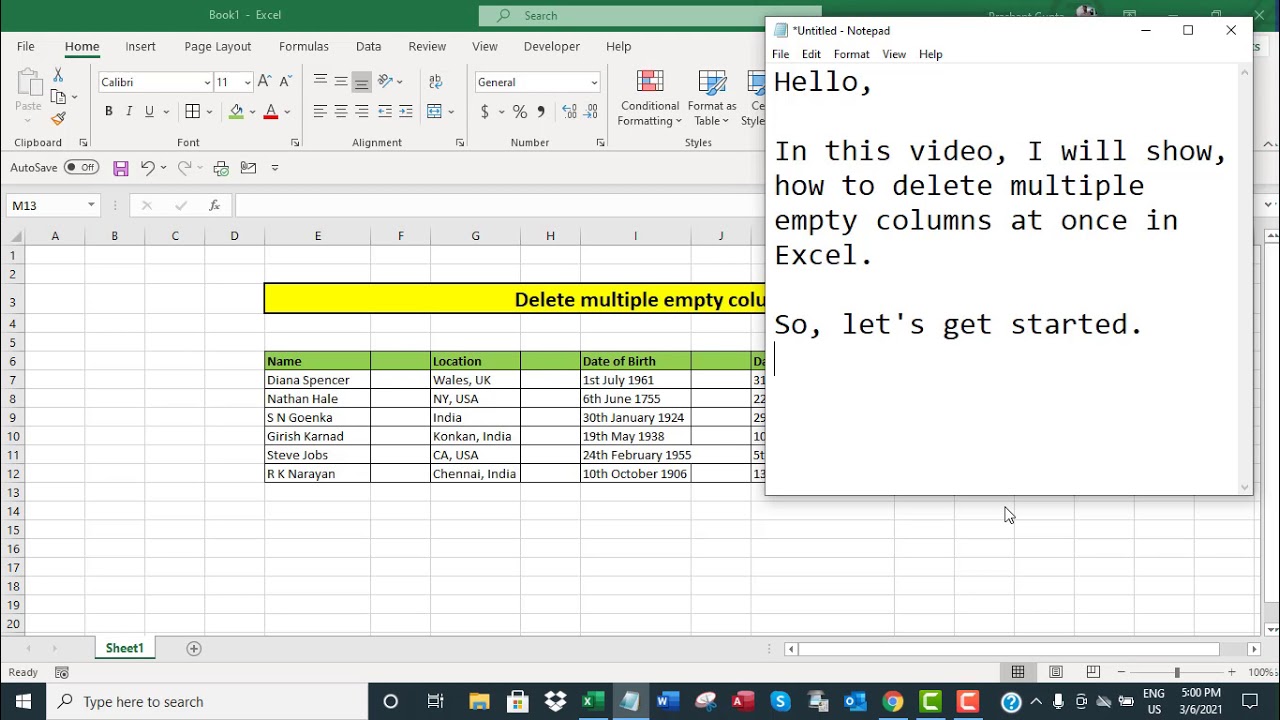 Excel Delete Multiple Empty Columns At Once YouTube Excel Delete Multiple Empty Columns At Once YouTube