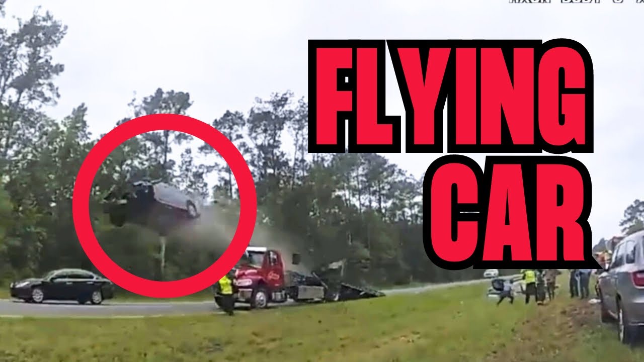 Car Goes FLYING After Crashing Into Tow Truck - YouTube