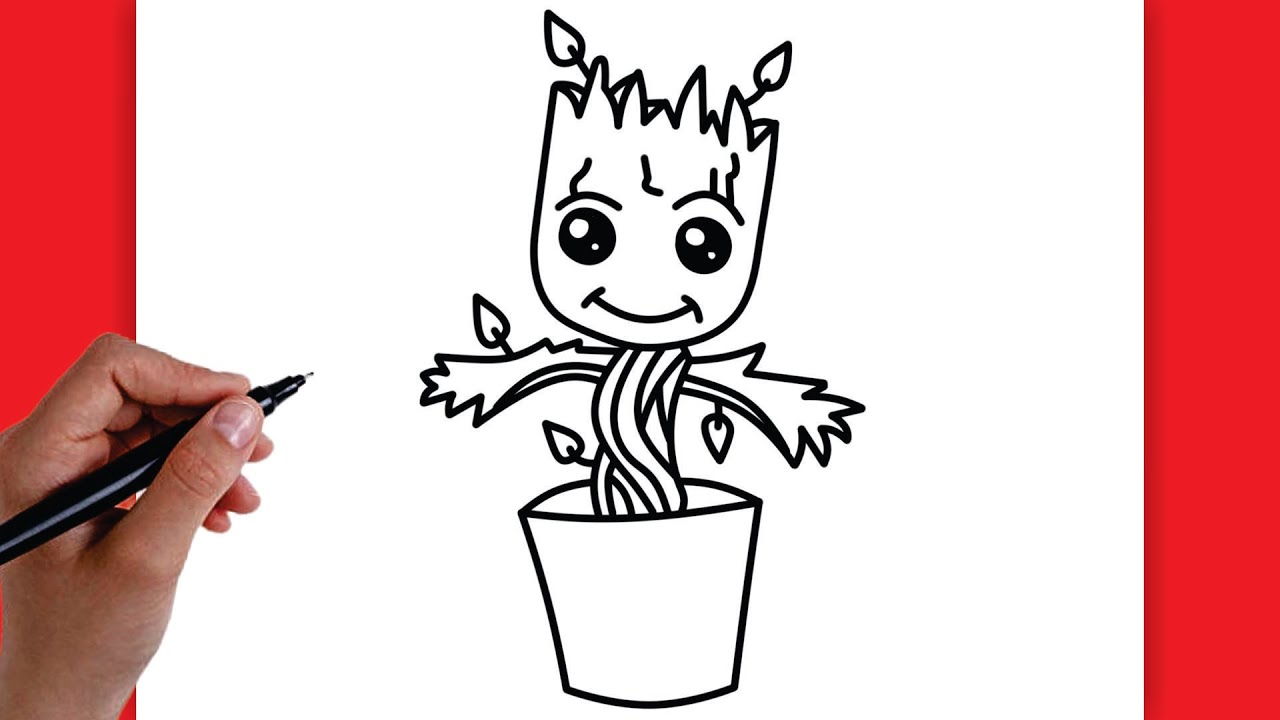HOW TO DRAW GROOT | DRAWING STEP BY STEP - YouTube