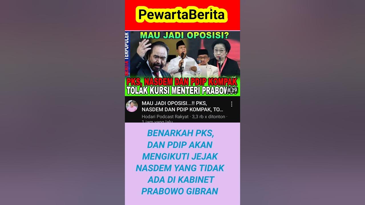 KABINET PRABOWO GIBRAN TANPA NASDEM, PDIP, DAN PKS? BENER NIH? - YouTube