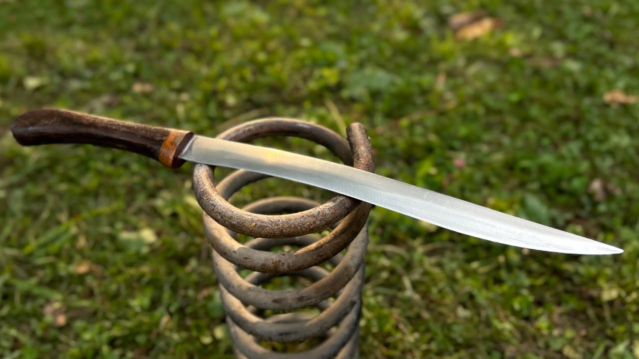 Old steel spring to knife conversion | knife making | - YouTube