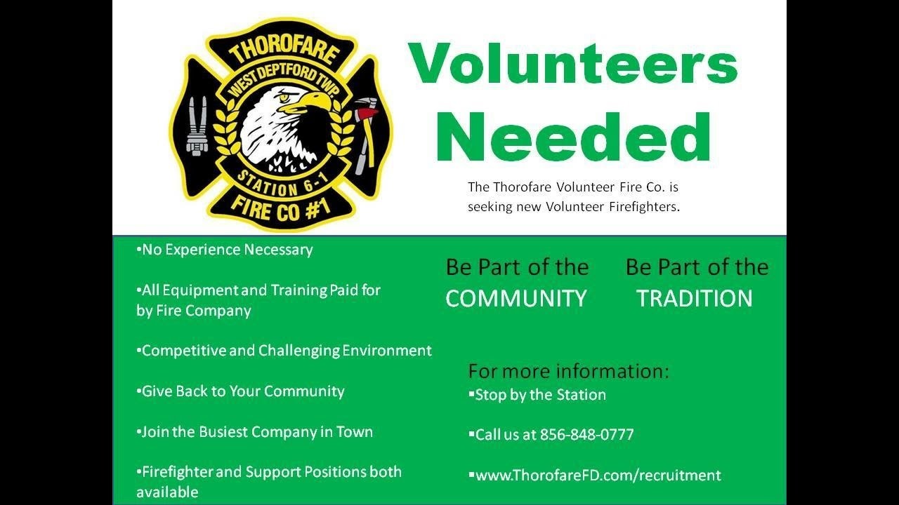 Volunteers Needed - Thorofare Volunteer Fire Company - YouTube