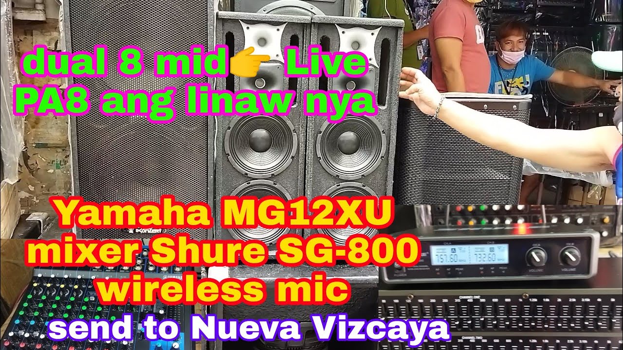 dual 8 mid Live PA8, Yamaha MG12XU mixer & Shure SG-800 wireless & Imix ...