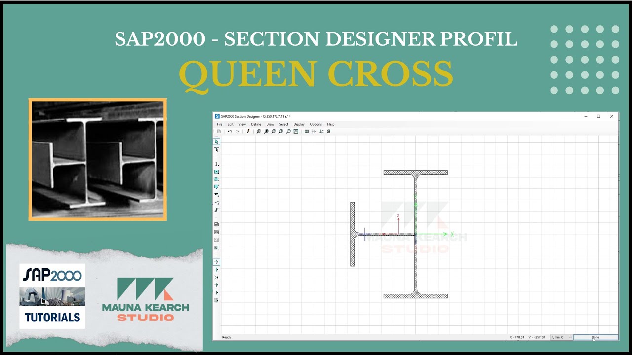 SAP2000 | Tutorial Membuat Section Designer Profil Queen Cross - YouTube