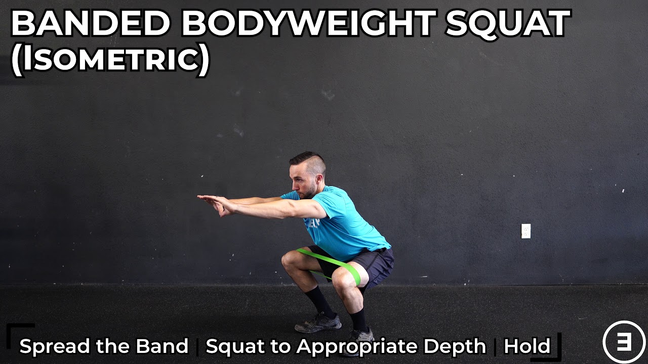 Banded Bodyweight Squat Isometric | Lower Body Strength | Quads ...