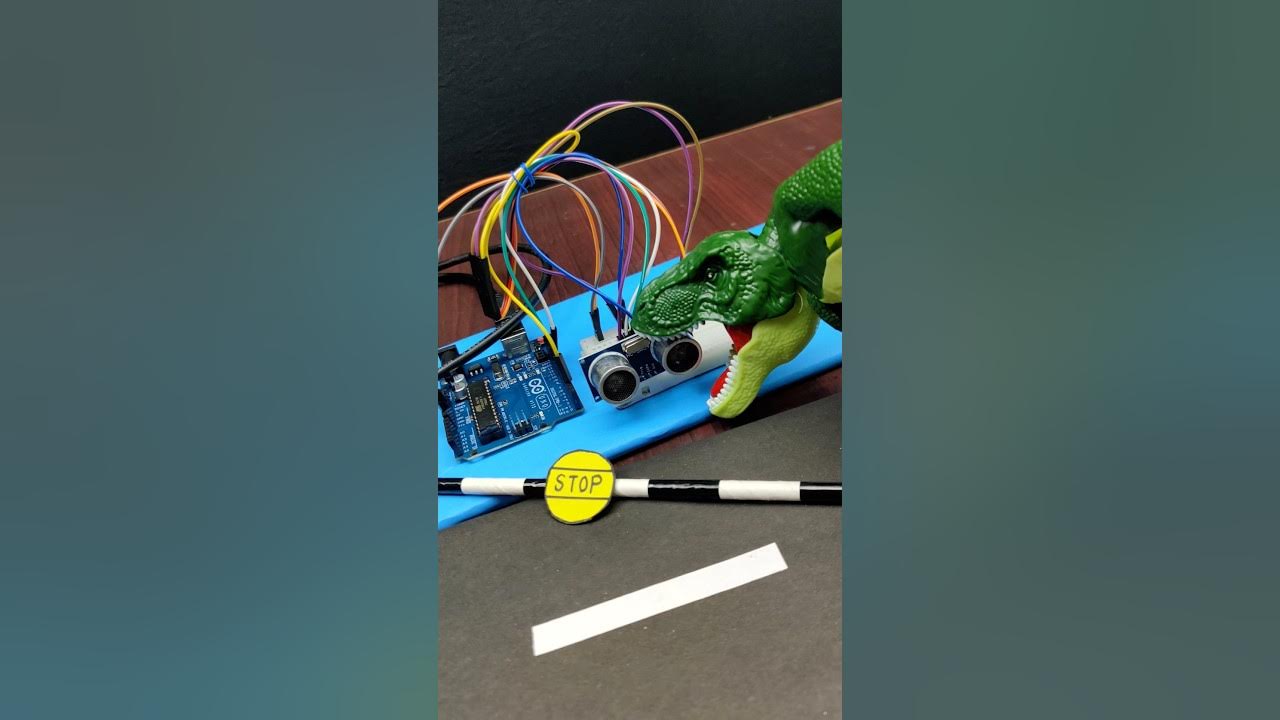 Automatic Toll Gate Use Arduino Uno projects #arduinouno #arduino #dainosaur #ultrasonic sensor ...