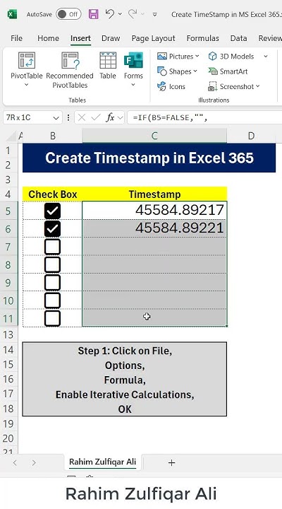 Timestamp Cells HACK! | Create Timestamp in Microsoft #Excel 365 #shorts - YouTube