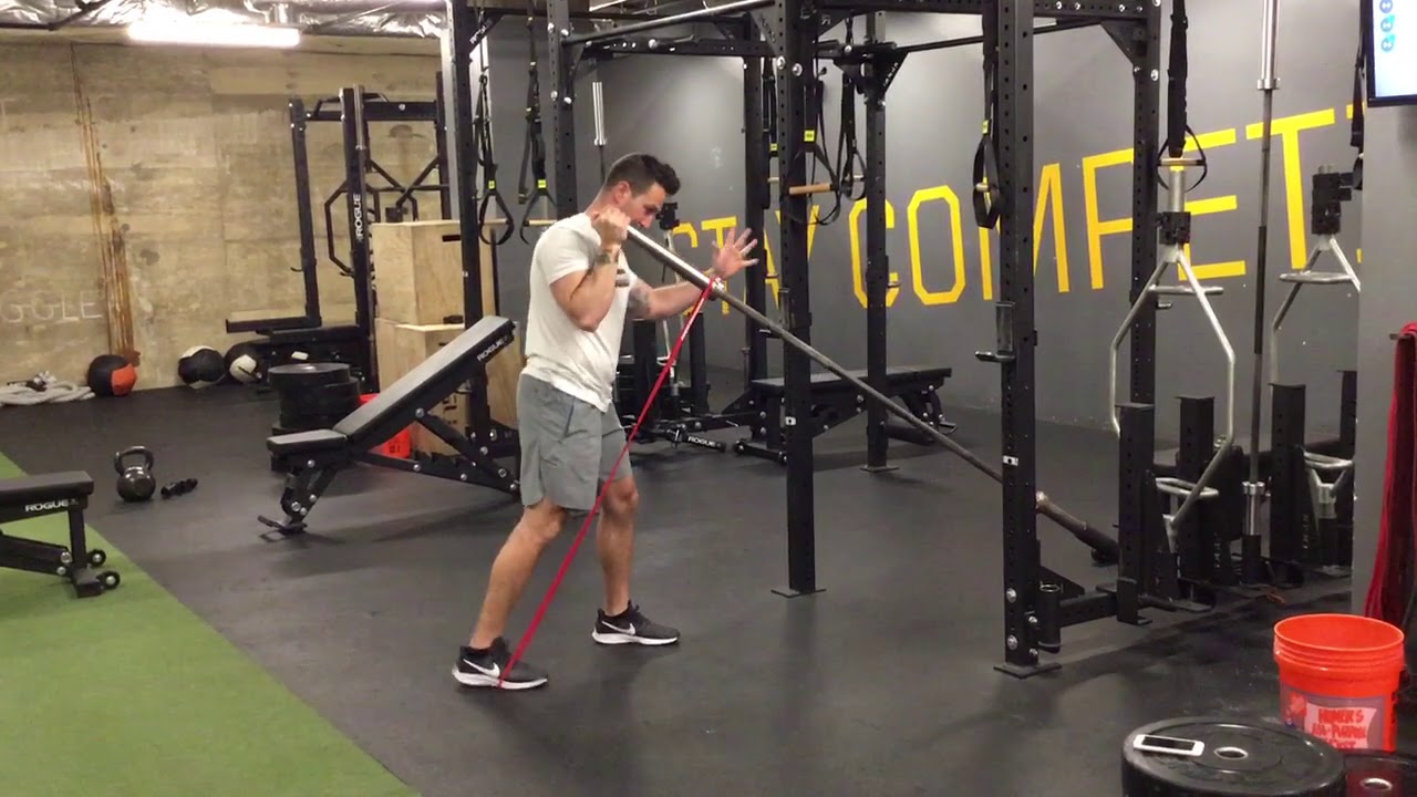 Resistance Band One Arm Landmine Press - YouTube