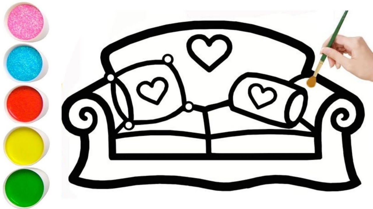 Bolalar uchun divanni qanday chizish kerak/Drawing sofa for kids ...