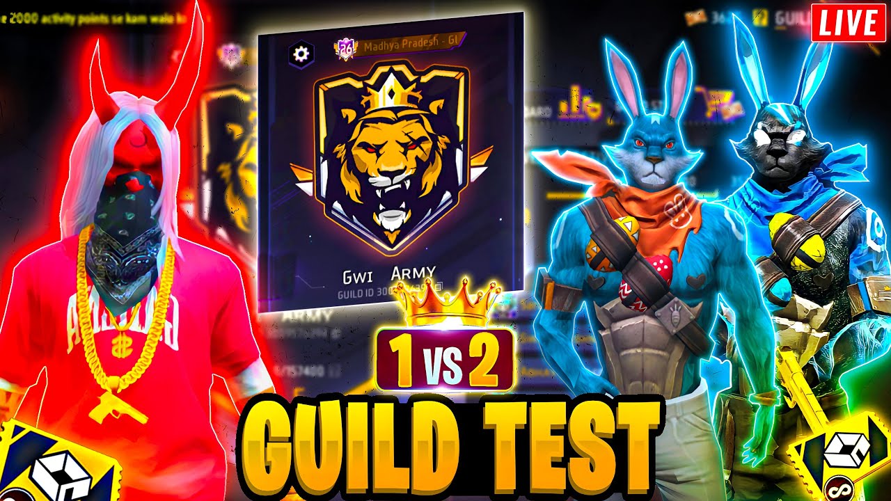 1 vs 2 live guild test special for 100k subscribers 😍 | free fire live ...