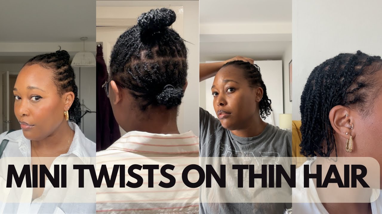 MINI TWISTS ON LOW DENSITY, THIN STRAND TYPE 4 NATURAL HAIR - YouTube