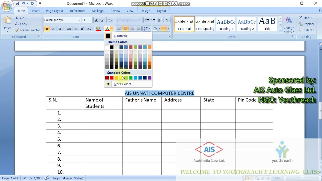 Youthreach elearning class table - YouTube