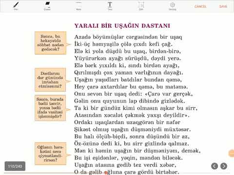 N.Gəncəvi- Yaralı bir uşağın dastanı, M. Seyidzadə- Əqrəb və çanaqlı bağa