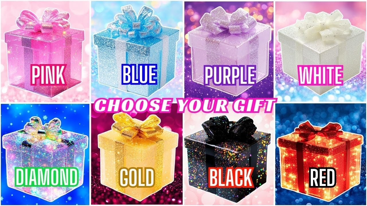 Choose YOUR Gift🎁💖😍🤮8 gift box challenge Pink,Blue, Purple,White ...