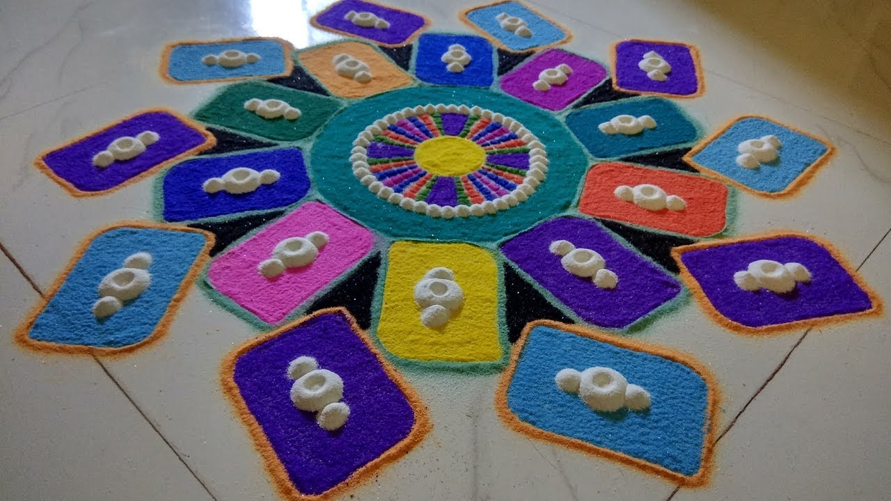 My Mother made this Beautiful Rangoli with Unique Technique. | Mom's ...