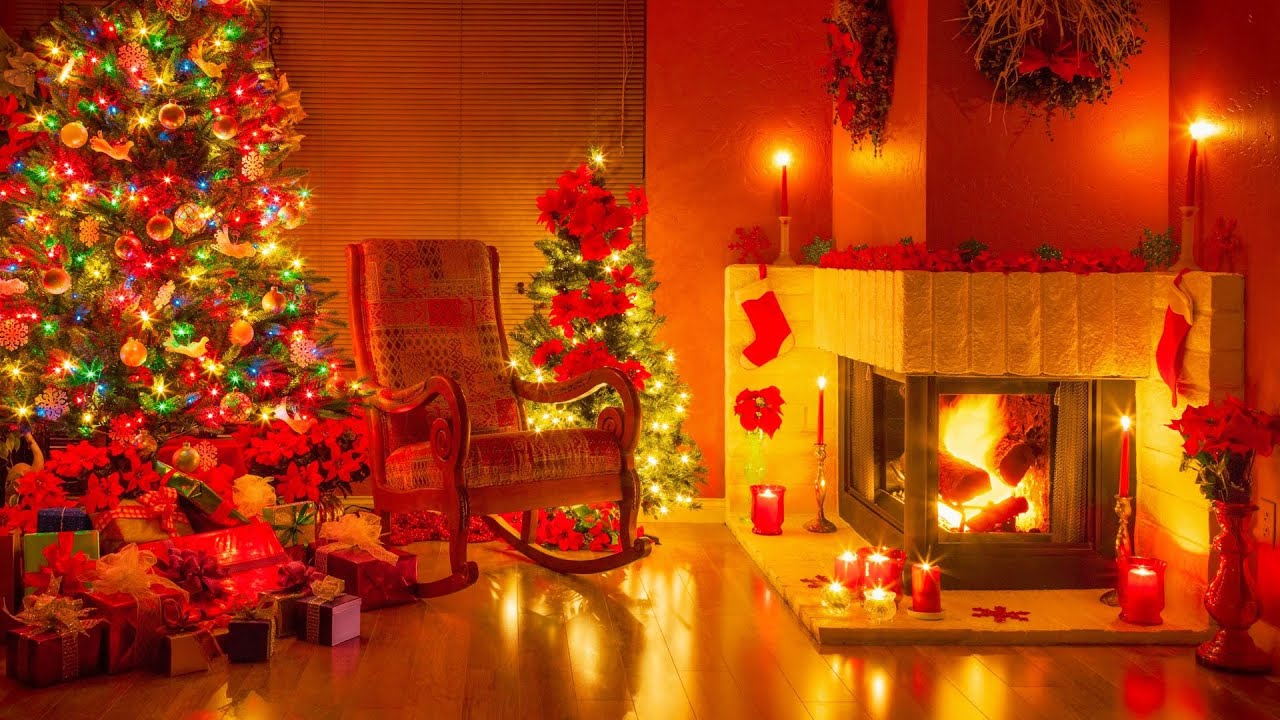 Comfortable and Welcoming 🔥 Fireplace, Christmas Sounds and Snow - YouTube