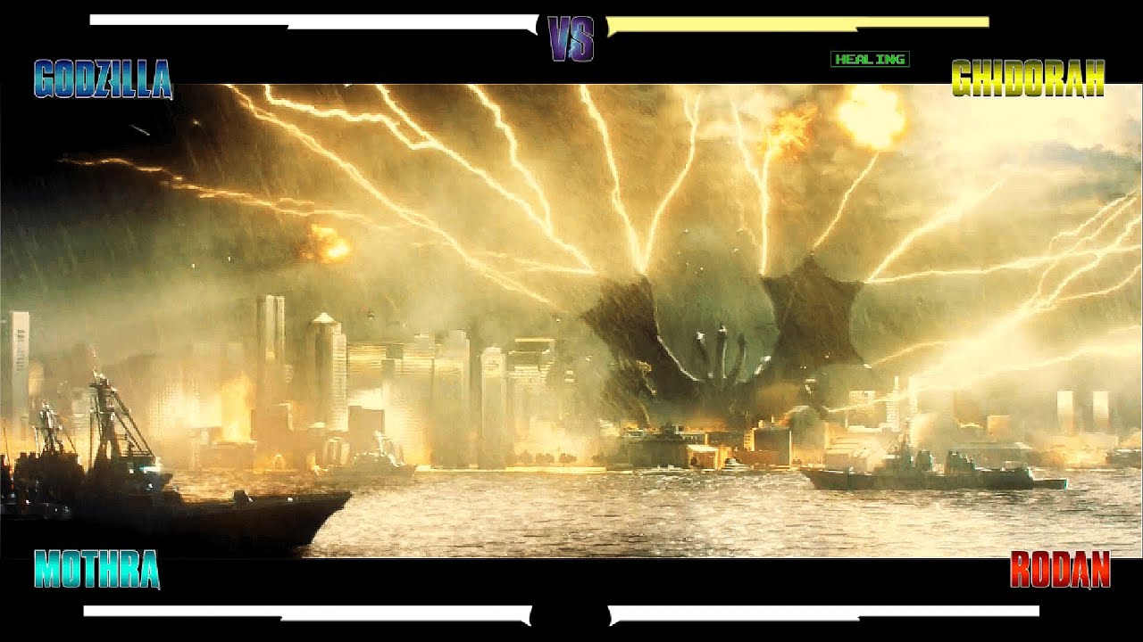 Godzilla Vs Ghidorah But Health Bar Is Enabled | Mothra Vs Rodan Battle ...