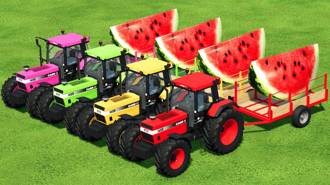 TRANSPORTING GIANT WATERMELON WITH CASE TRACTORS - Farming Simulator 22 ...