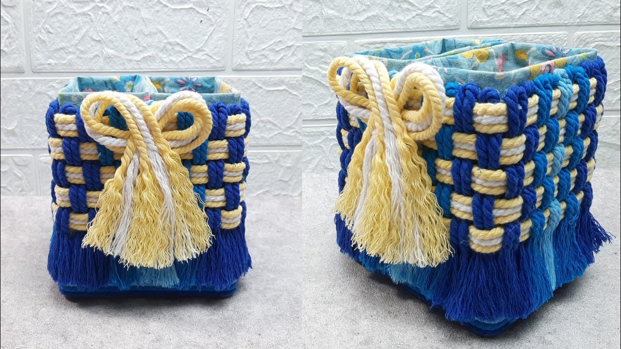 I Made a Beautiful Storage Box Out of Milk Boxes and Macrame Rope/DIY ...