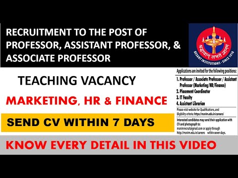 Teaching Post || Professor || Assistant Professor || Associate ...
