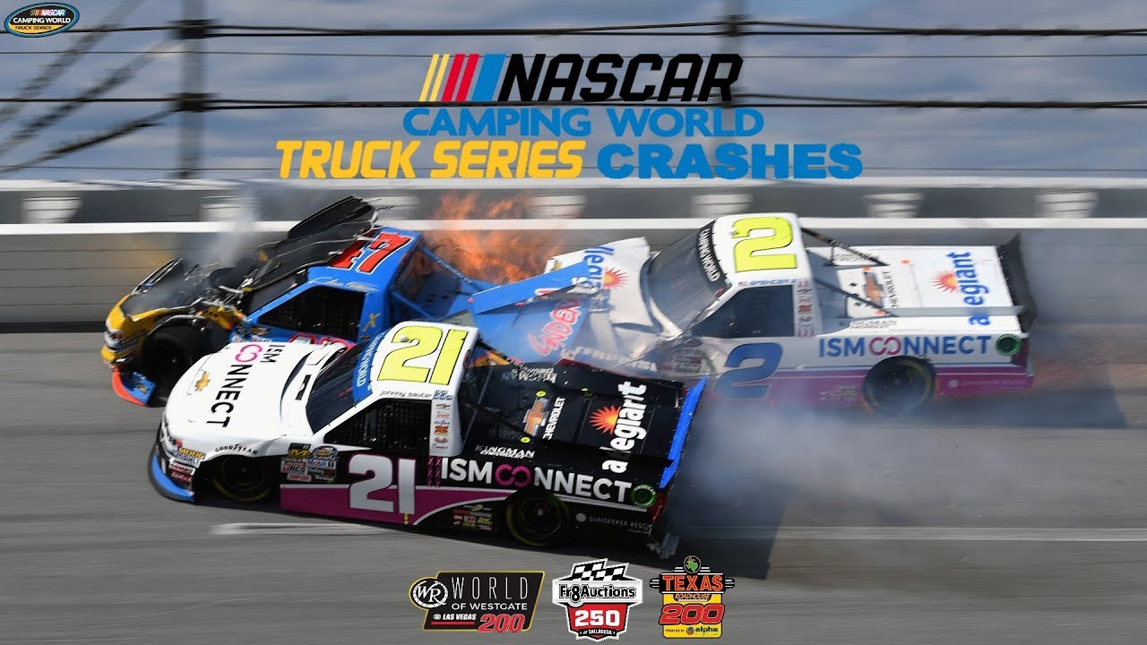 2018 NASCAR Truck Series Crashes (Las Vegas-Martinsville) - YouTube