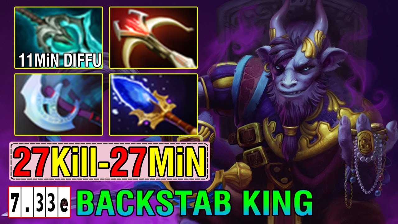 7.33e BACKSTAB KING [Riki] Carry 11Min Diffusal Blade Massacre All Map ...
