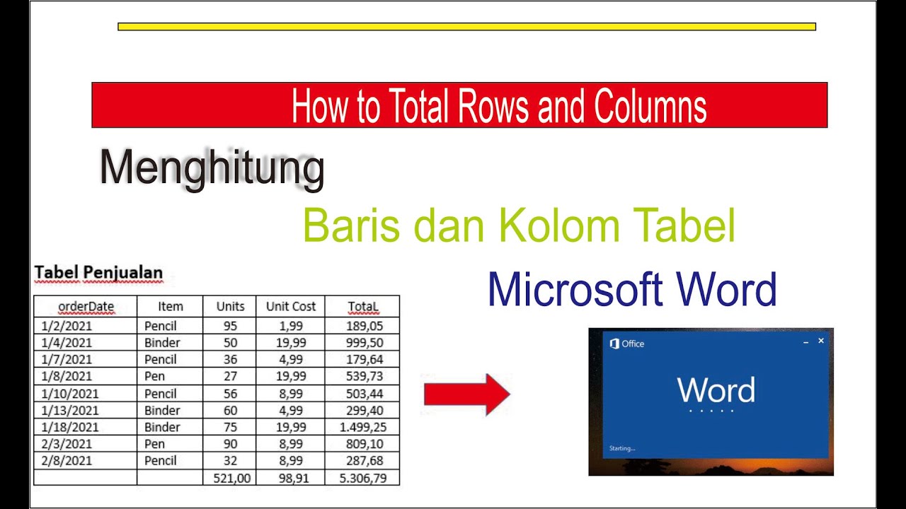 Bagaimana Menjumlahkan Baris dan Kolom di Microsoft Word - YouTube
