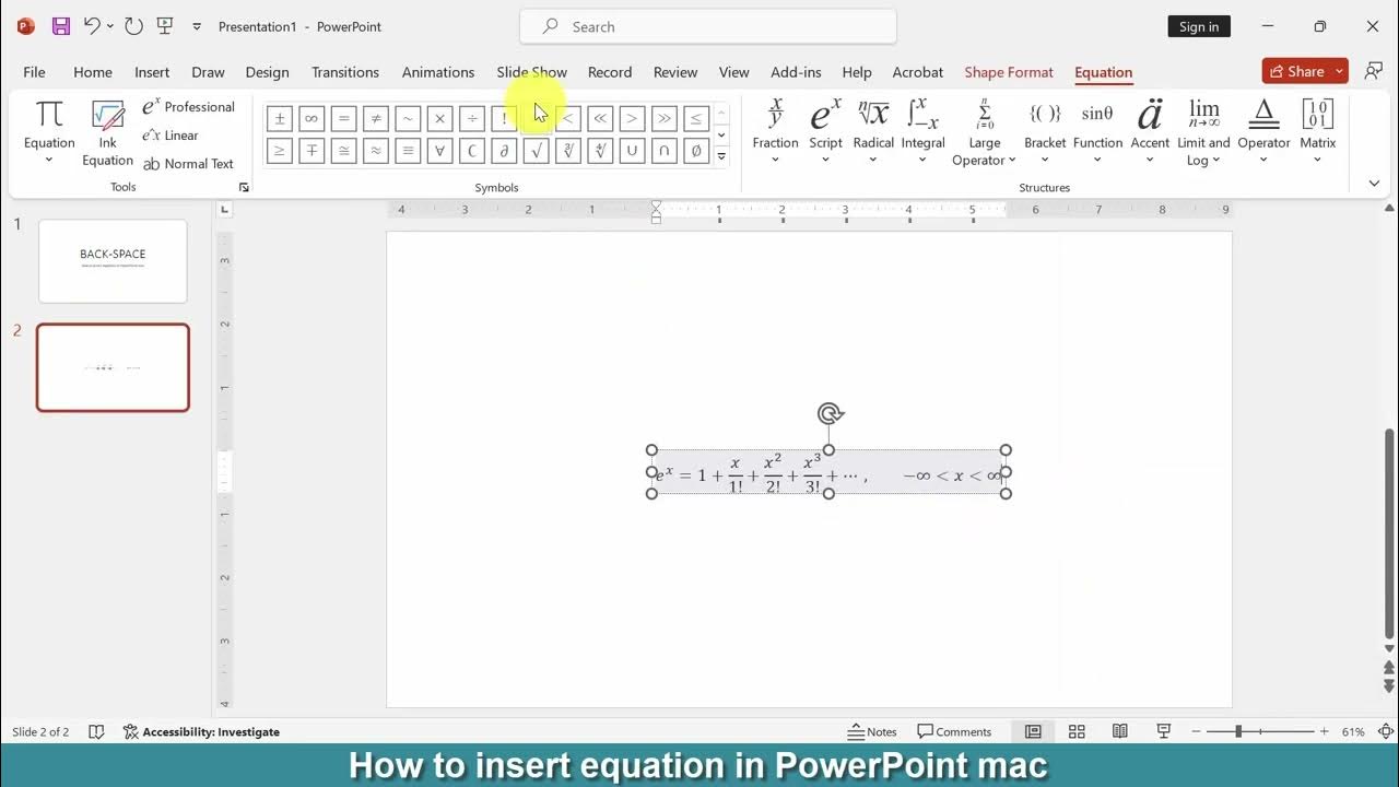 How to insert equation in PowerPoint mac - YouTube