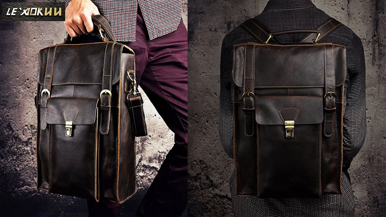 Men Real Leather Designer Casual Travel Bag Male Fashion Backpack ...