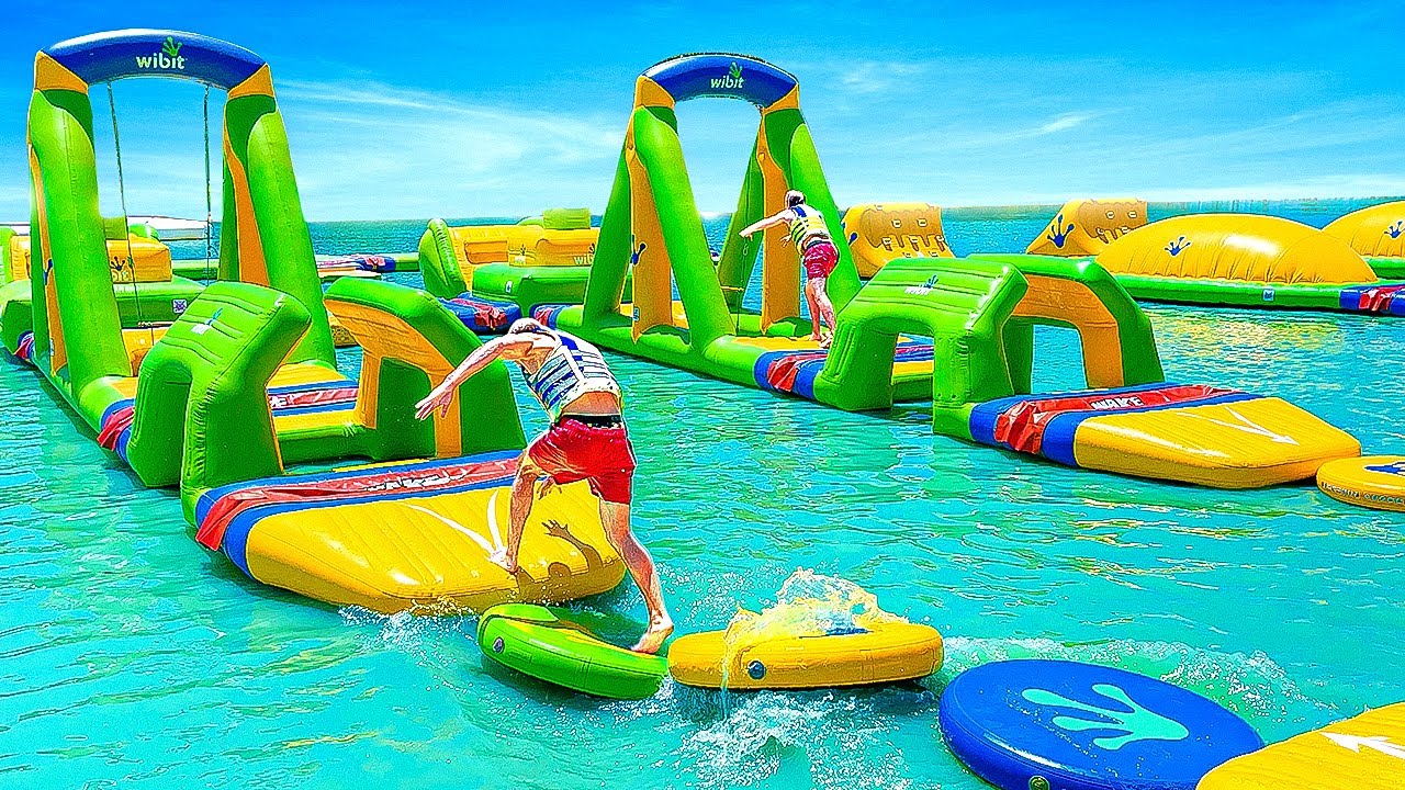 First To Cross Waterpark Obstacle Course Wins! *Impossible* - YouTube