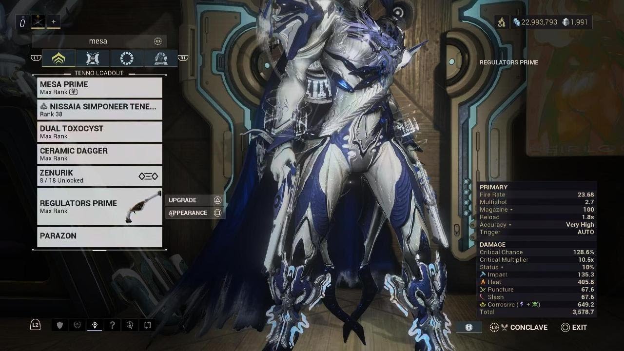 Warframe THE BEST Mesa prime build {row damage high investment needed ...