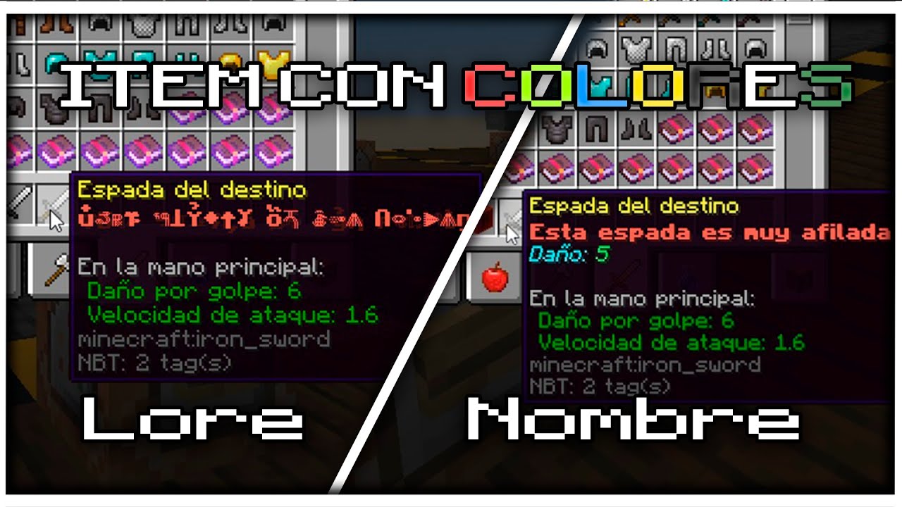 ITEM CON NOMBRE Y LORE DE COLORES | Minecraft 1.18.1 - YouTube