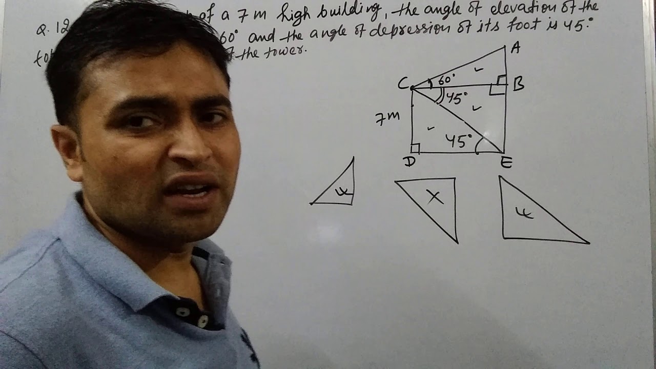 from the top of a 7m high building the angle of elevation of the top of ...