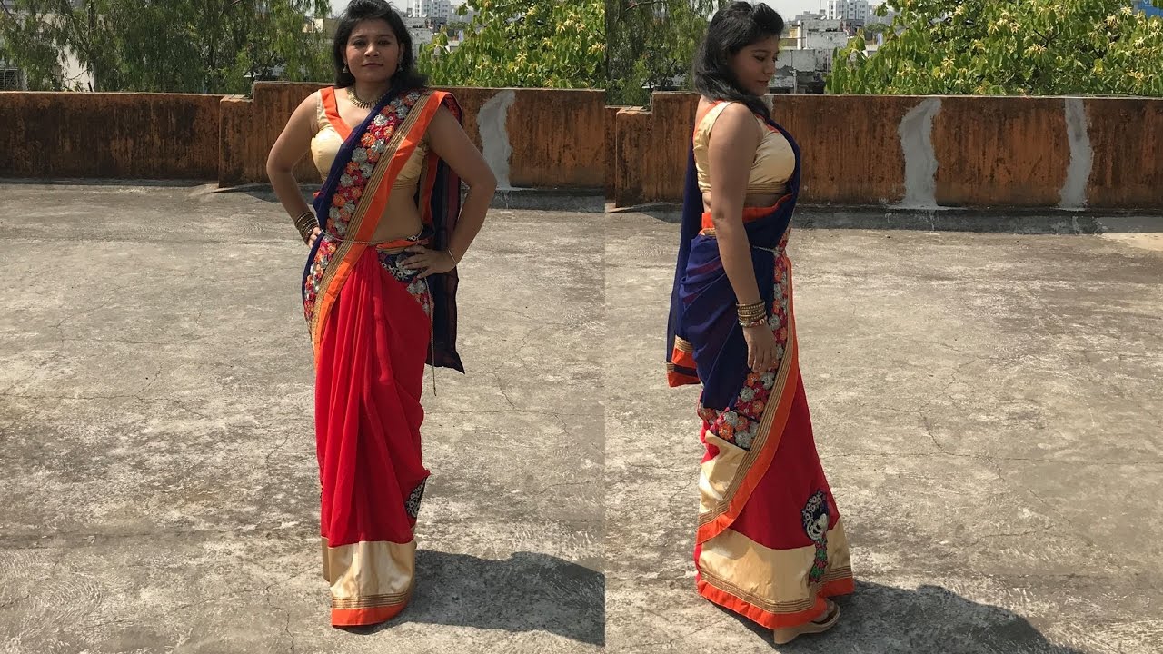 Tying a Half n Half saree, Nivi style - YouTube