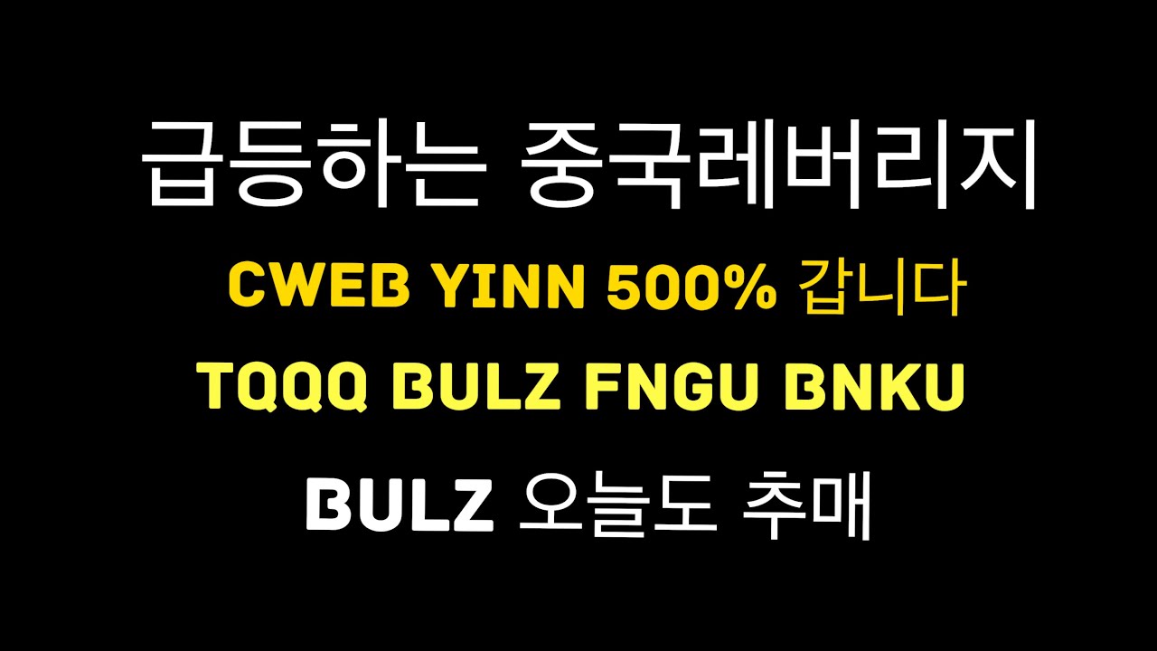 폭팔하는 중국레버리지 CWEB YINN 500% 갑니다 TQQQ BULZ FNGU BNKU CWEB 차트분석 매일매일 1~10주 매수하기 - YouTube