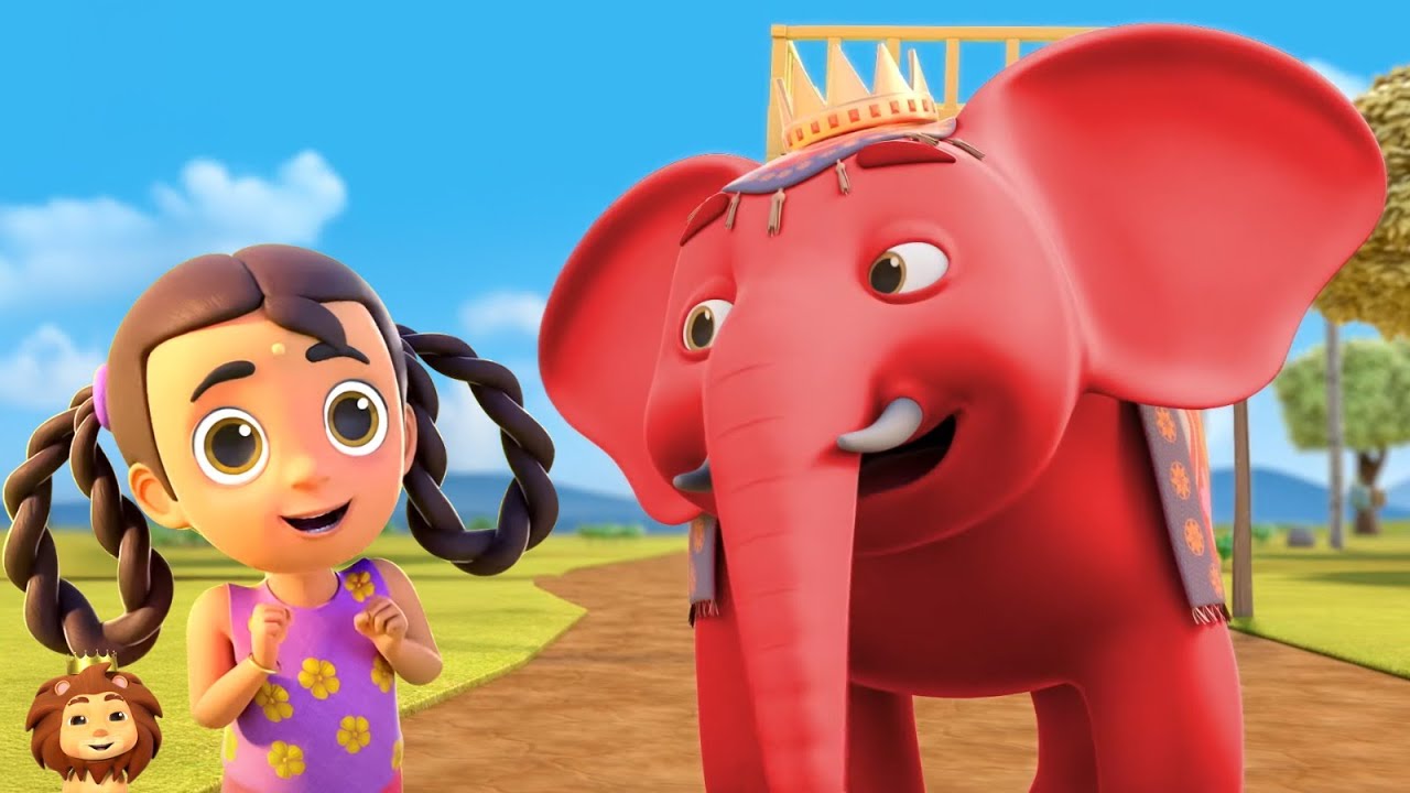 Hathi Raja In Red Color, हाथी राजा, Kids Animated Cartoon Video For ...