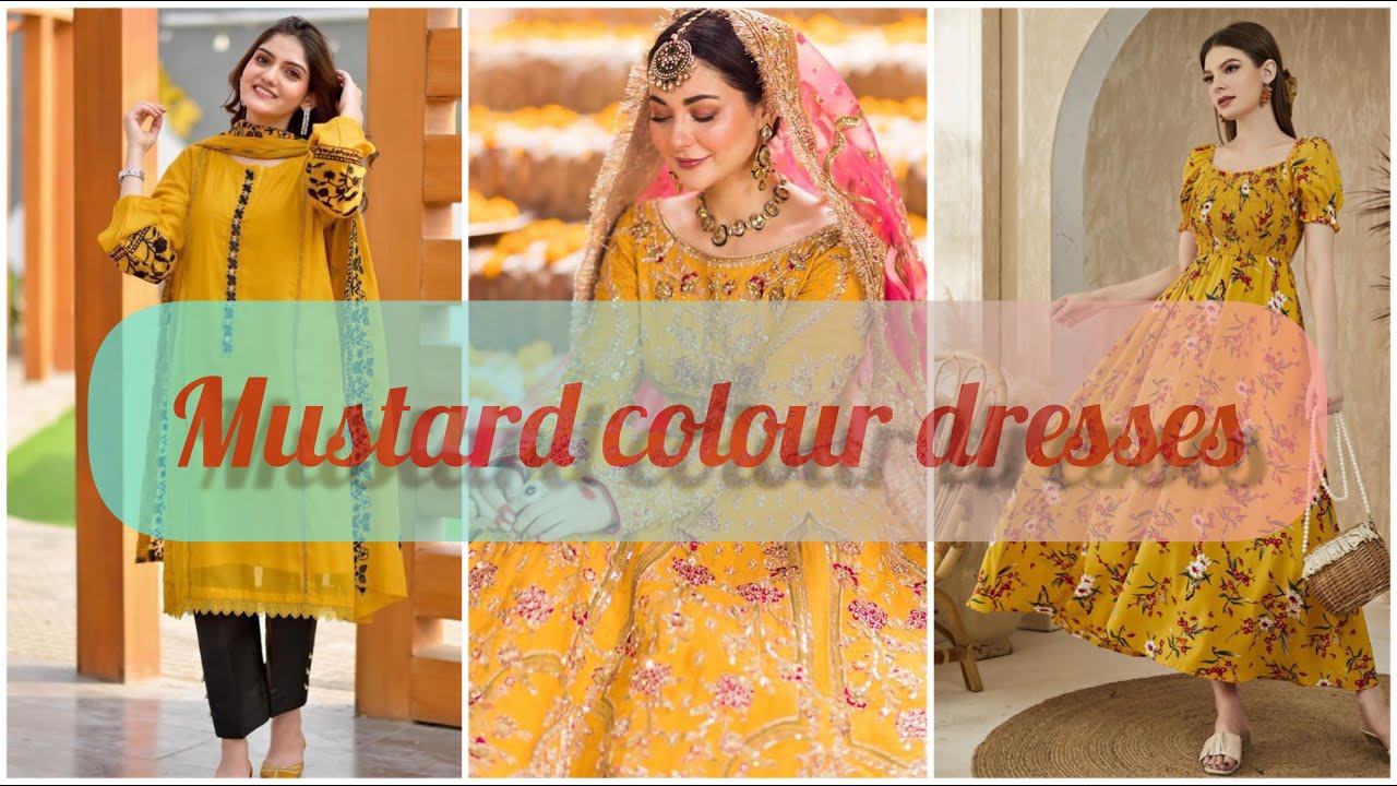 mustard colour dress designs|| mustard colour dresses combination ...