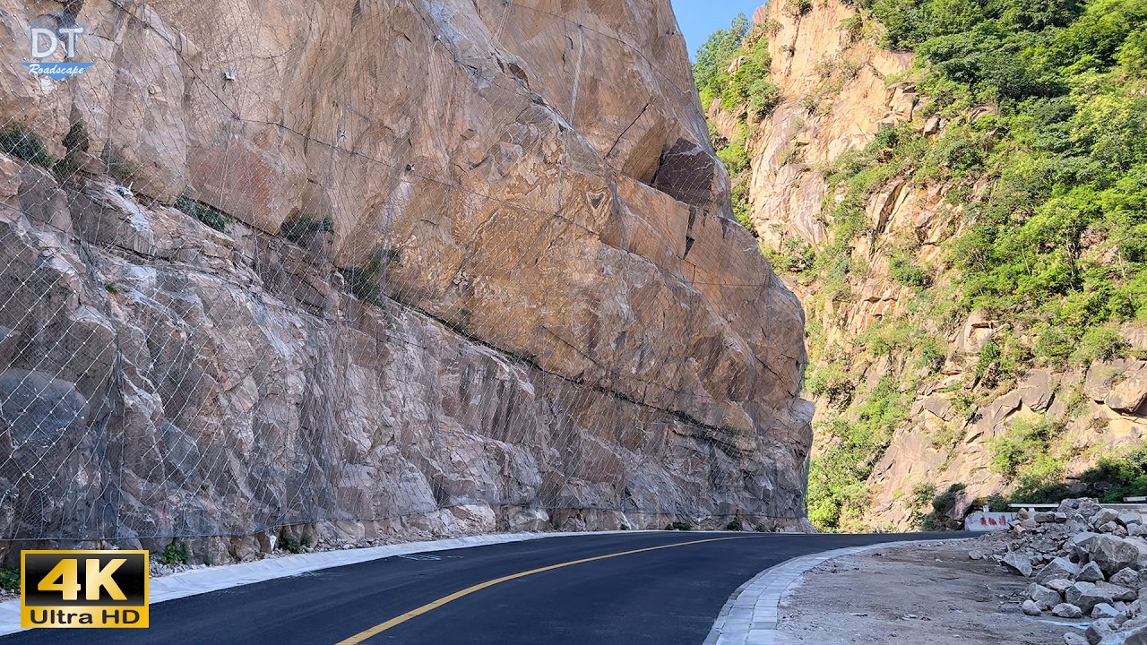 Baihe Grand Canyon 4K HDR - Driving on Cliff road with breathtaking ...