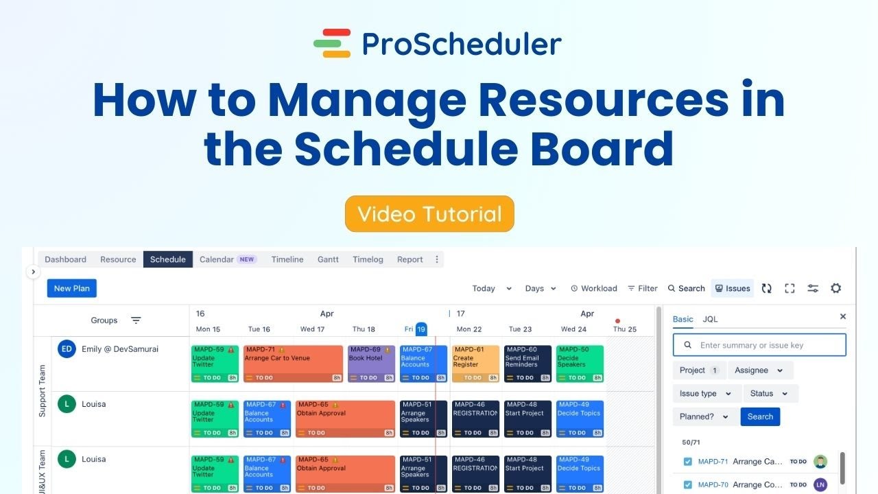 How to Manage Resources in the Schedule Board | TeamBoard ProScheduler ...