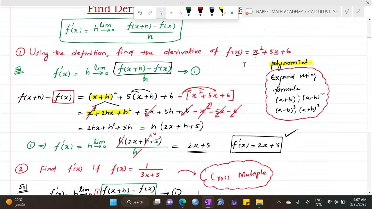 Derivative using definition - YouTube