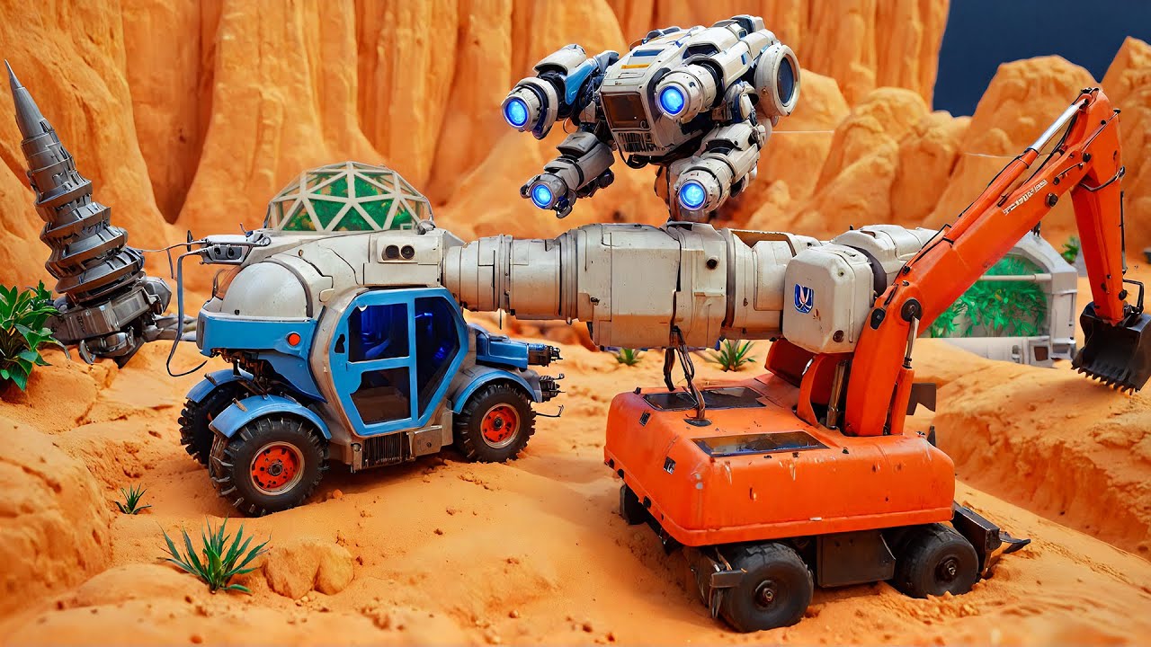 Construction Works: Excavator Digs for Precious Gems on Mars | 3D ...