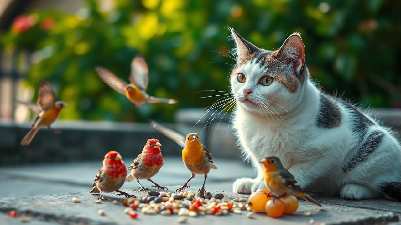 Cat TV birds view : Funny Birds & Kittens Fun 4K 🐈🐦 nature Squirrels ...