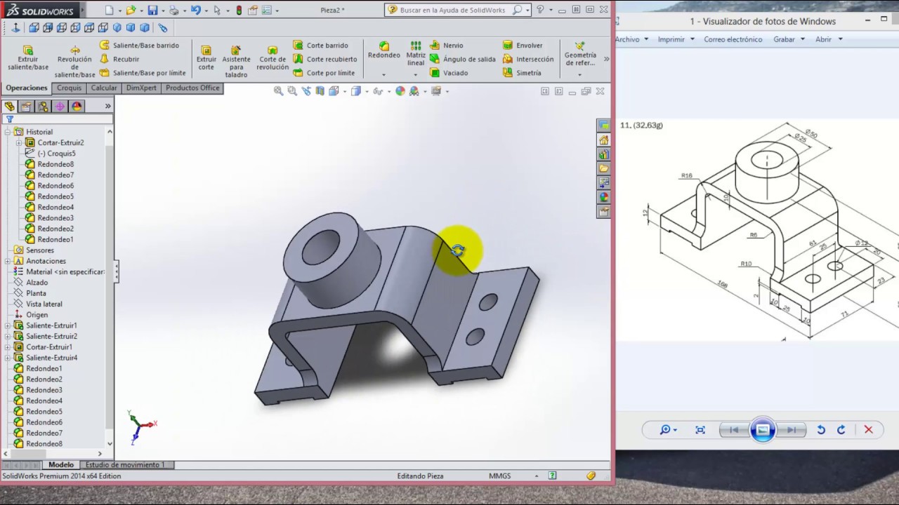 SolidWorks - Redondeo y Corte - YouTube