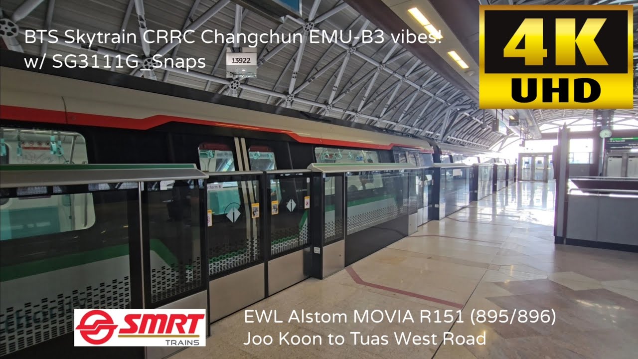 SMRT EWL Alstom MOVIA R151 (895/896) ride from Joo Koon to Tuas West ...