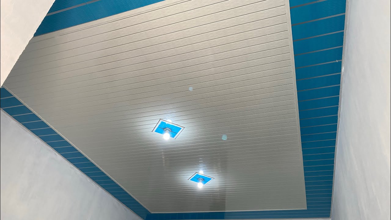 Model plafon pvc warna biru putih - YouTube