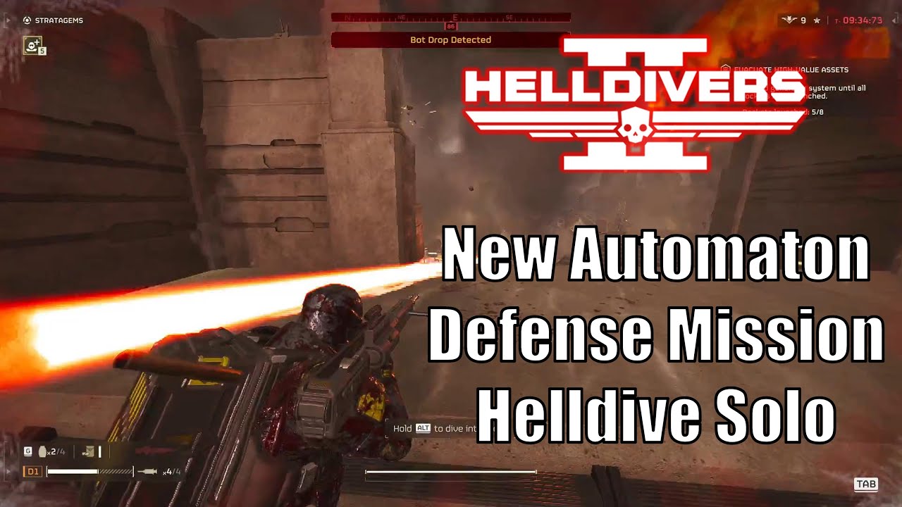 Helldive Solo - New Automaton Defend Mission, Evacuate High Value Assets - HELLDIVERS 2 - YouTube
