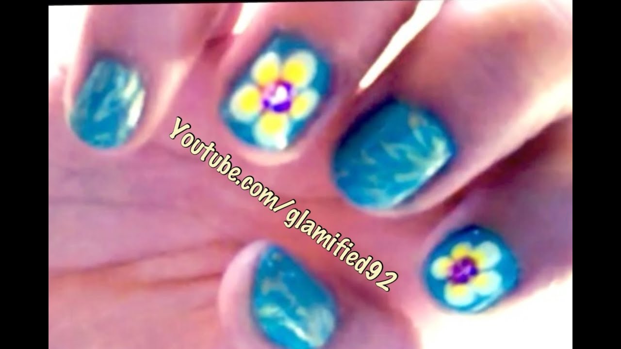 Summer nails: Tropical Flower nail art~Konad & Bundle monster nail tutorial★ - YouTube