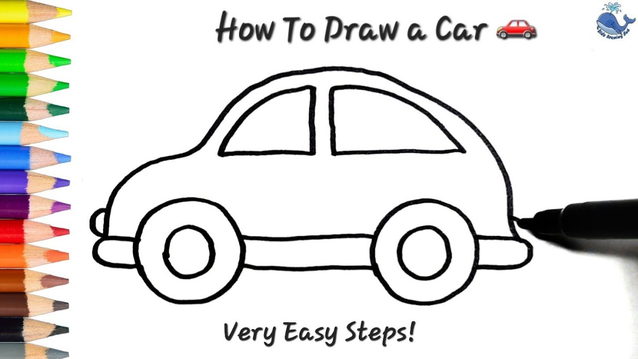 How To Draw a Car | Kids Step By Step Drawing | Car Drawing Tutorial ...