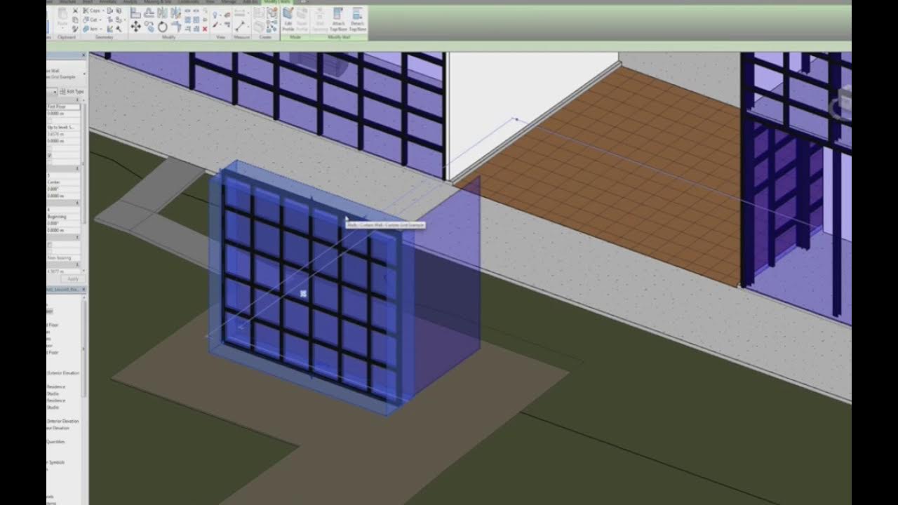Tutorial Autodesk Revit 2017 Tutorial Modeling Adjusting Grid Lines and Curtain Systems - YouTube